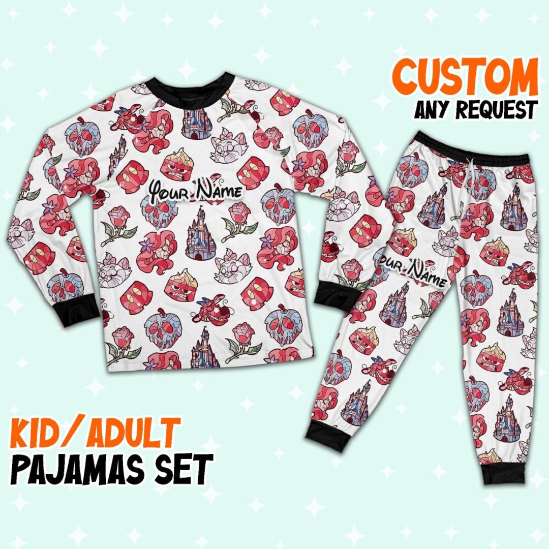 Custom Disney Magic Characters Red Team Pajamas, Custom Kid Youth Adult ...