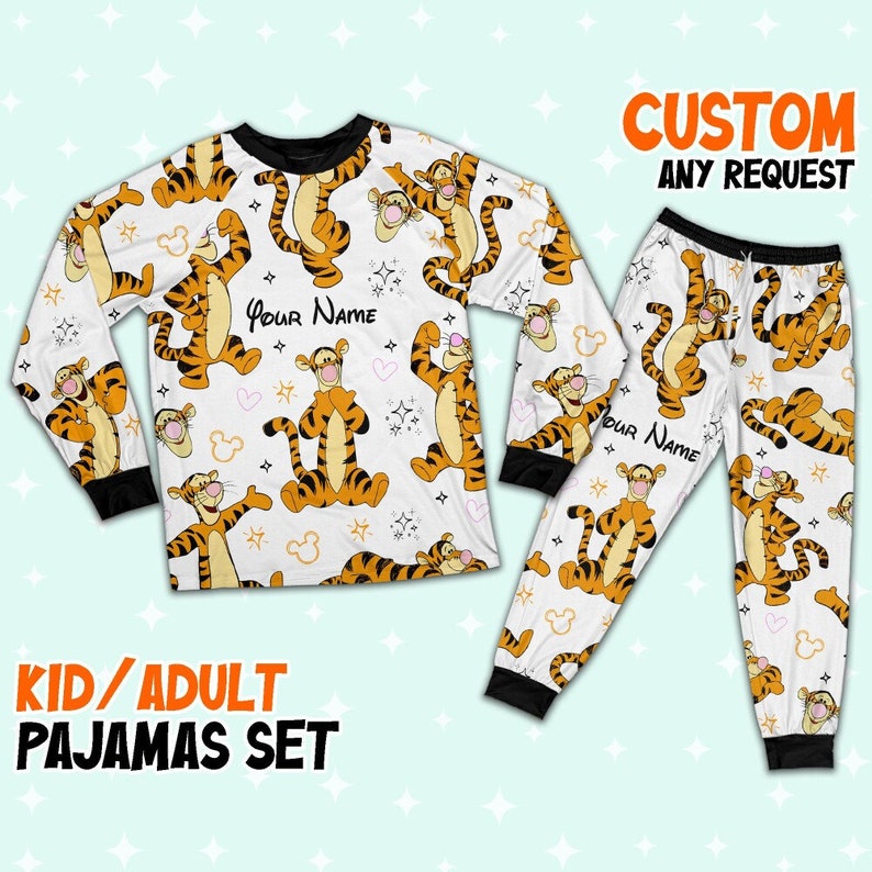 Custom Disney Friends Tigger Colorful Pajamas Set, Disney Matching ...
