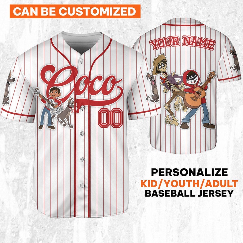 Custom Disney Coco Simple Stripe Jersey, Disney Baseball Team Outfit ...