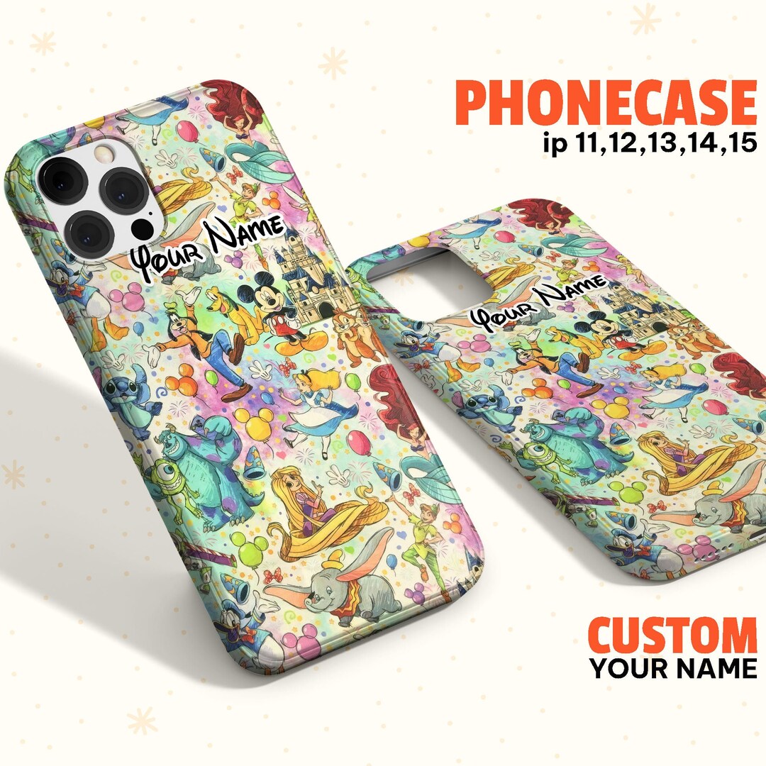 Custom Disney Famous Characters Colorful Team Phonecase, Personalied ...
