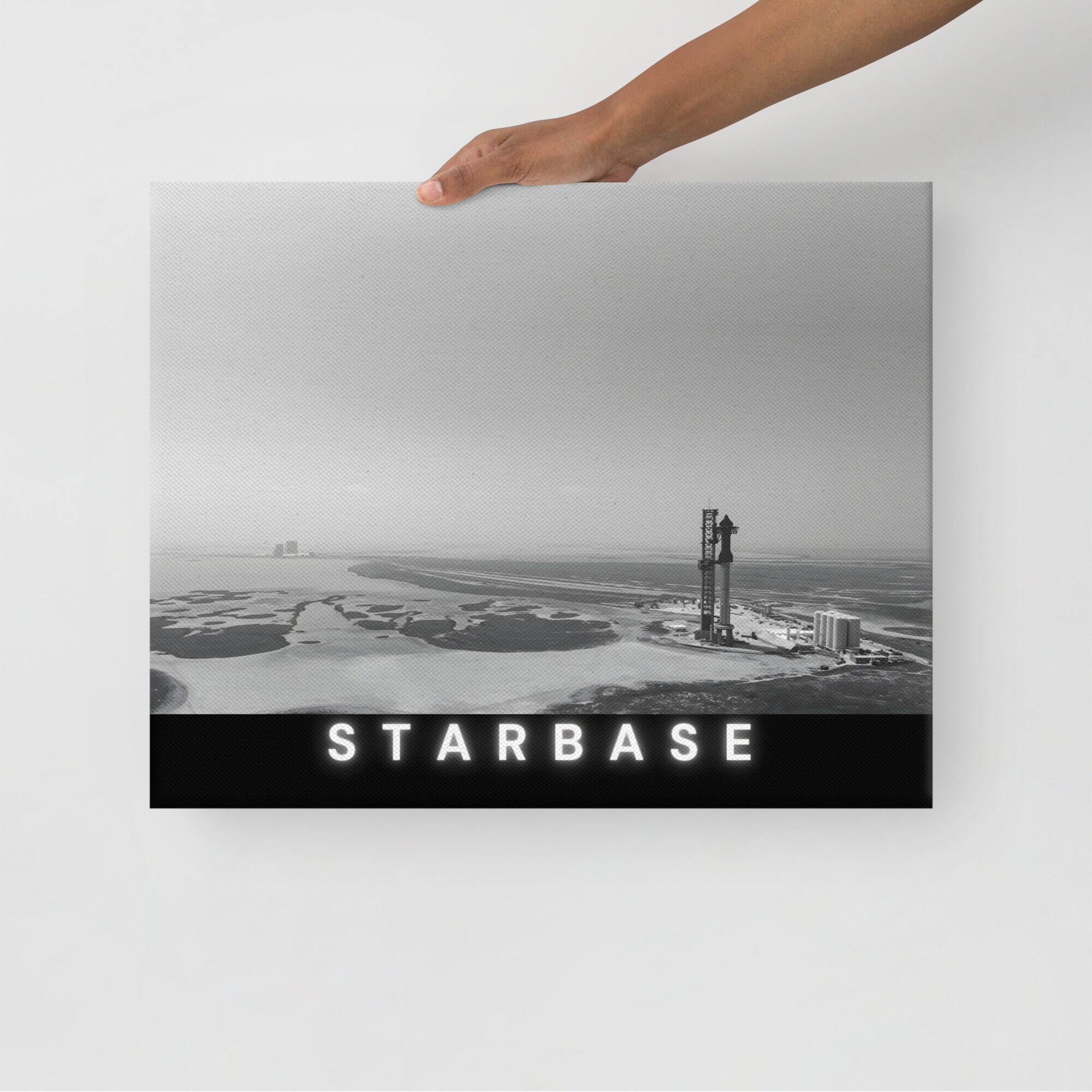 Spacex Starbase Starship Black and White Thin Canvas Print - Etsy