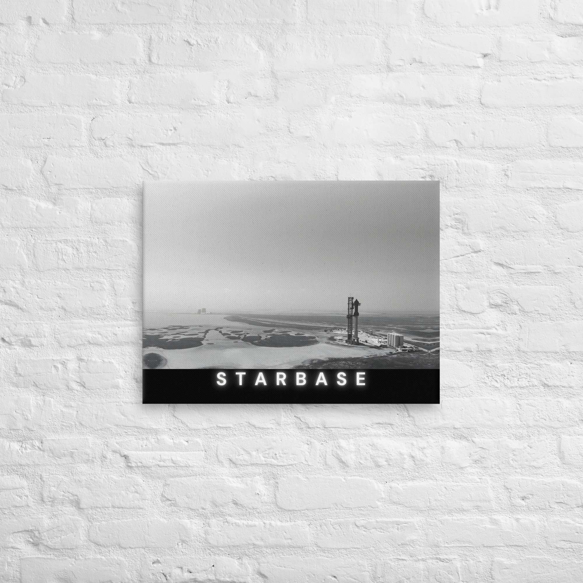 Spacex Starbase Starship Black and White Thin Canvas Print - Etsy