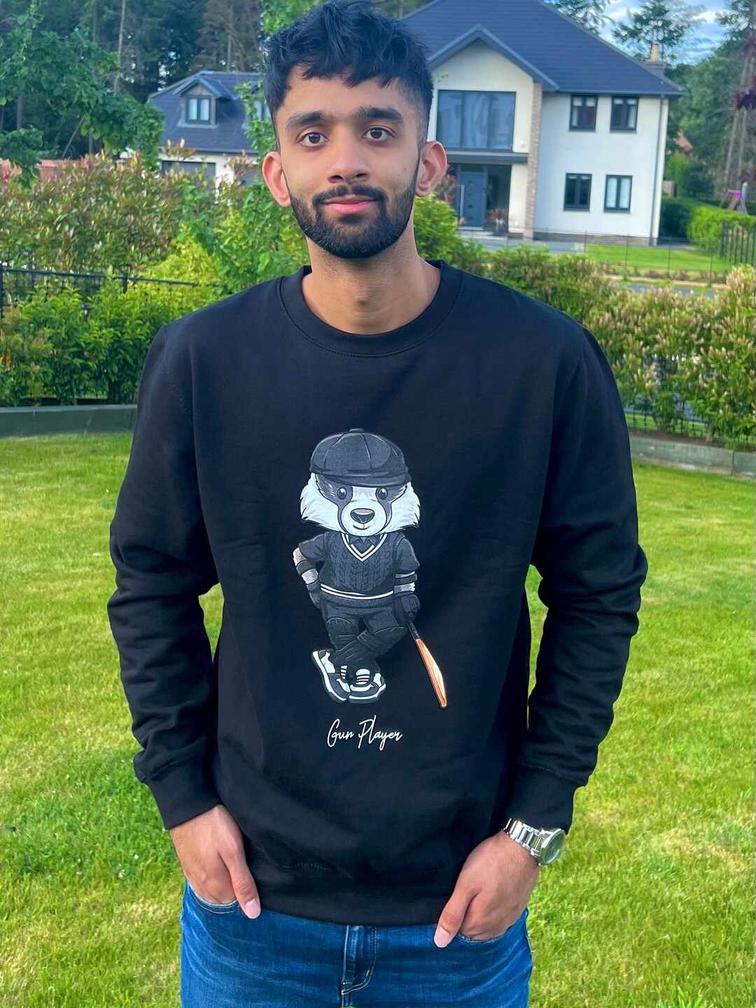 Cricket Badger Jumper Black & White - Etsy UK