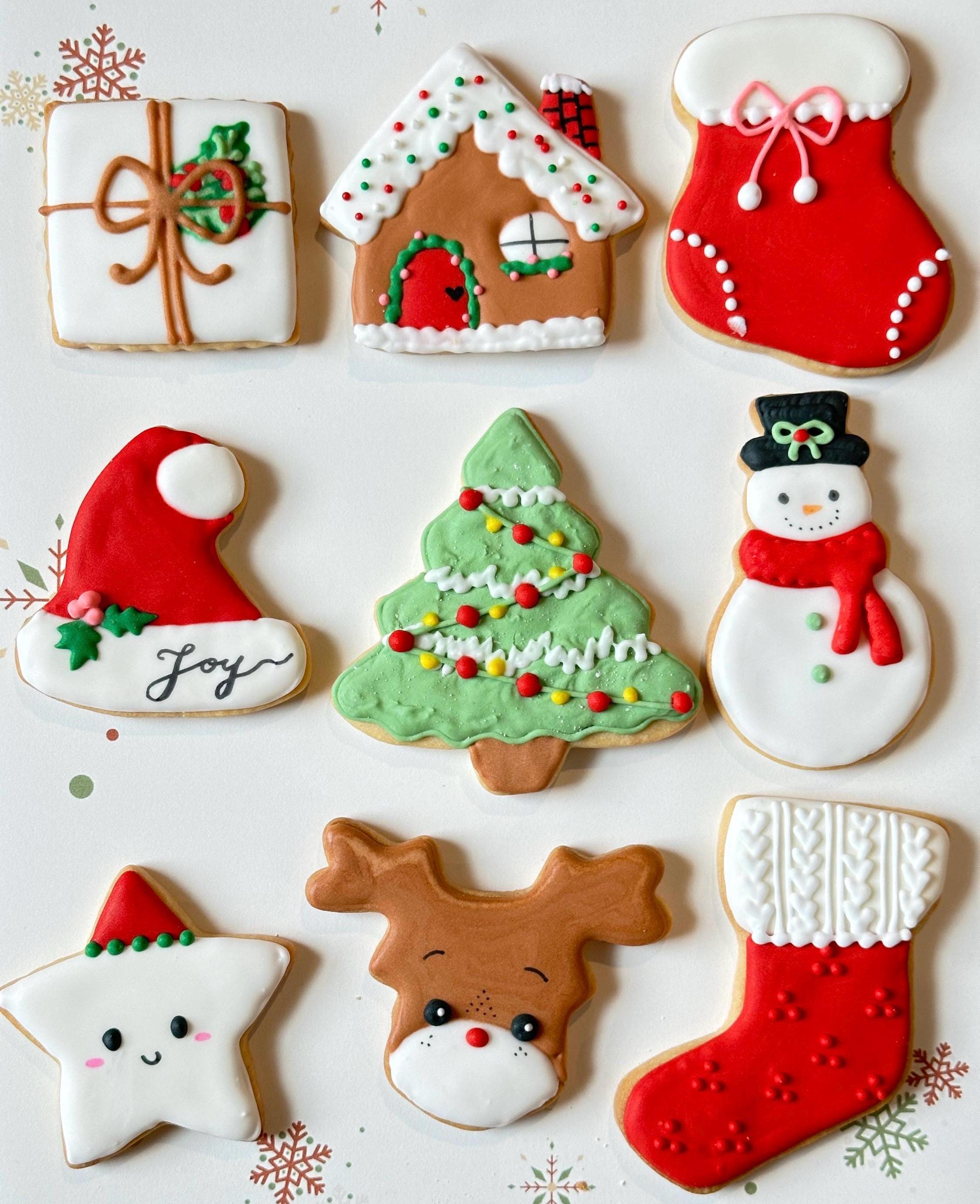 18 Assorted Holiday Mini Cookies, Christmas Cookies Gift, Decorated ...