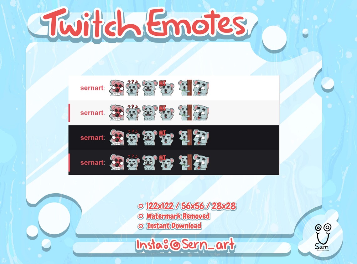 6 Kawaii Chibi Koala Emotes Twitch / Discord / Youtube Streamer Emotes ...