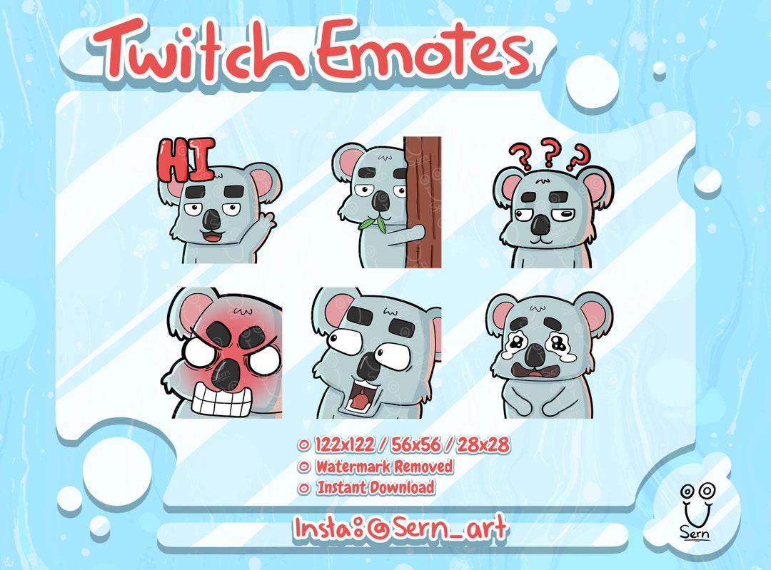 6 Kawaii Chibi Koala Emotes Twitch / Discord / Youtube Streamer Emotes ...
