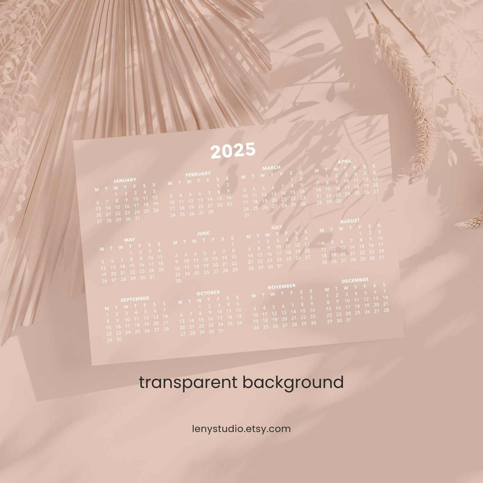 2025 Horizontal Wall Calendar Printable Landscape Calendar 2025 One ...