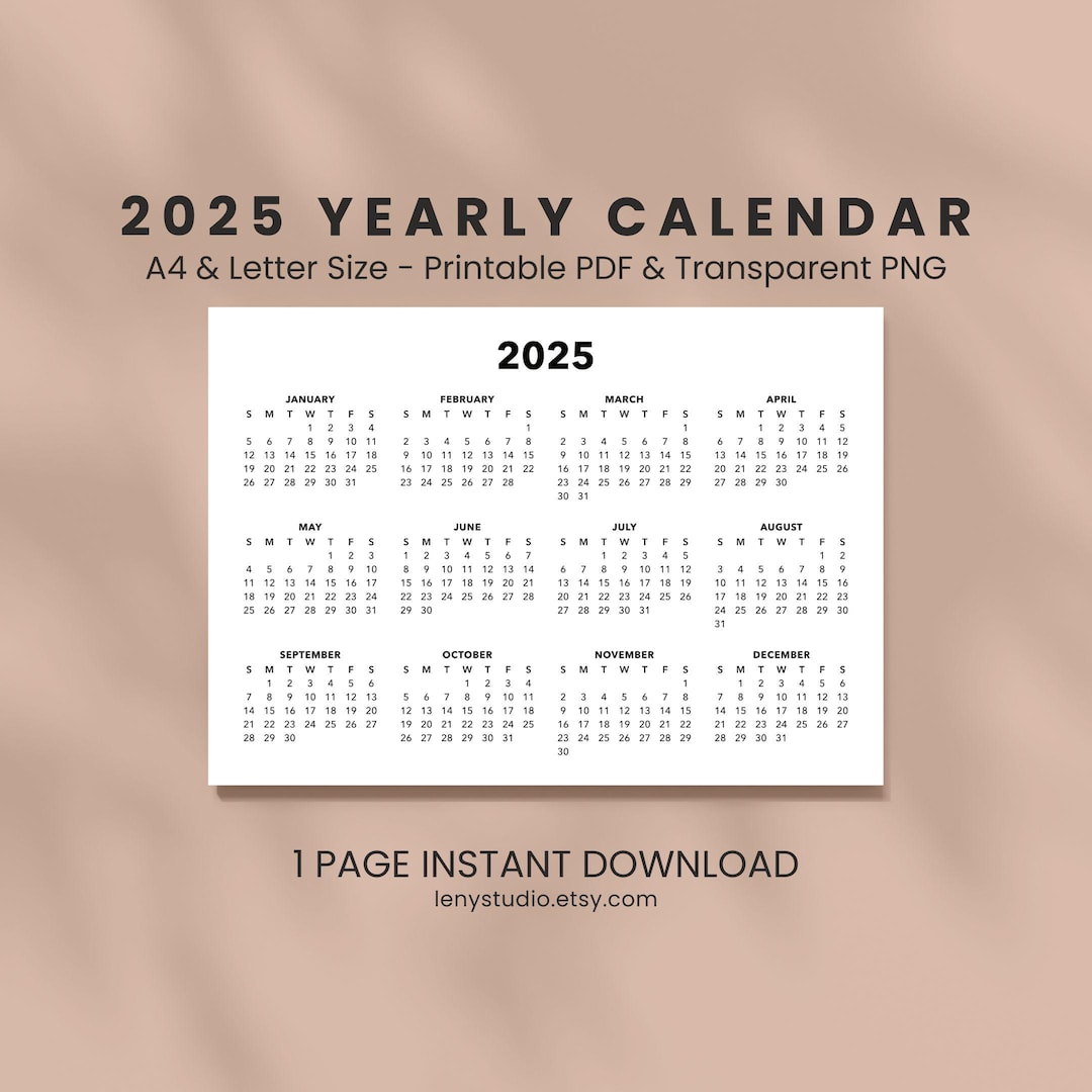 2025 Horizontal Wall Calendar Printable Landscape Calendar 2025 One ...