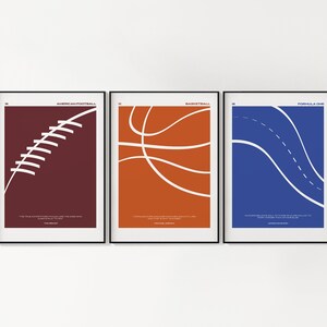 Sports Print Set, Minimalist Sport Wall Art, Sports Wall Art Set ...