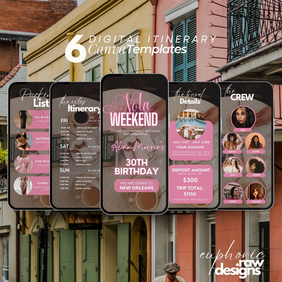 New Orleans Girls Trip Digital Birthday Itinerary, Nola Vibes Planner ...