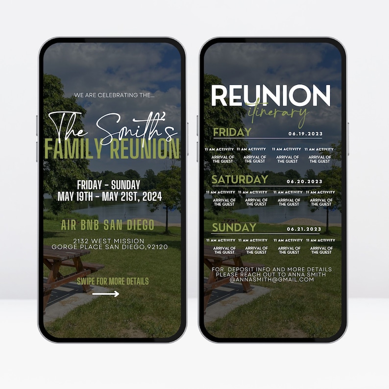 Digital Family Reunion Trip Itinerary & Invitation, Editable Family ...