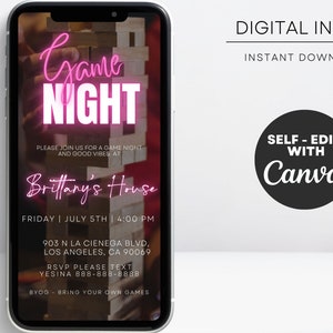 Digital Game Night Flyer, Game Night Invitation, Board Game Invite, Family Game Night, Game ...