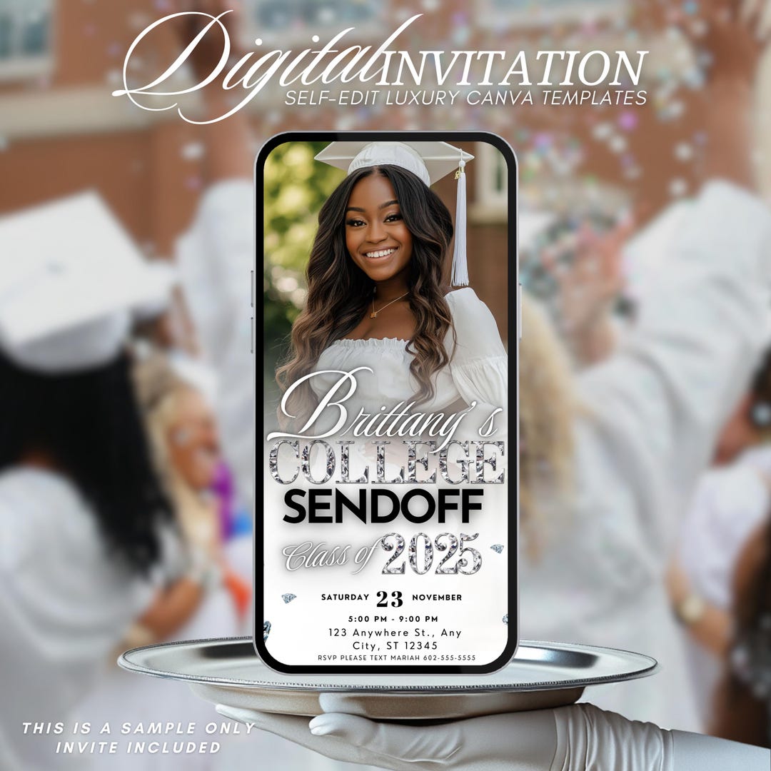 Graduation College Send off Invitation, White Trunk Party Invite High ...