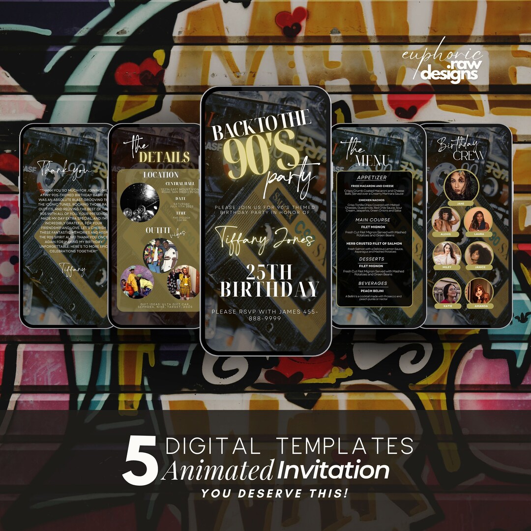 Digital 90s Birthday Invitation, 90s Party Invite, House Party Invite ...
