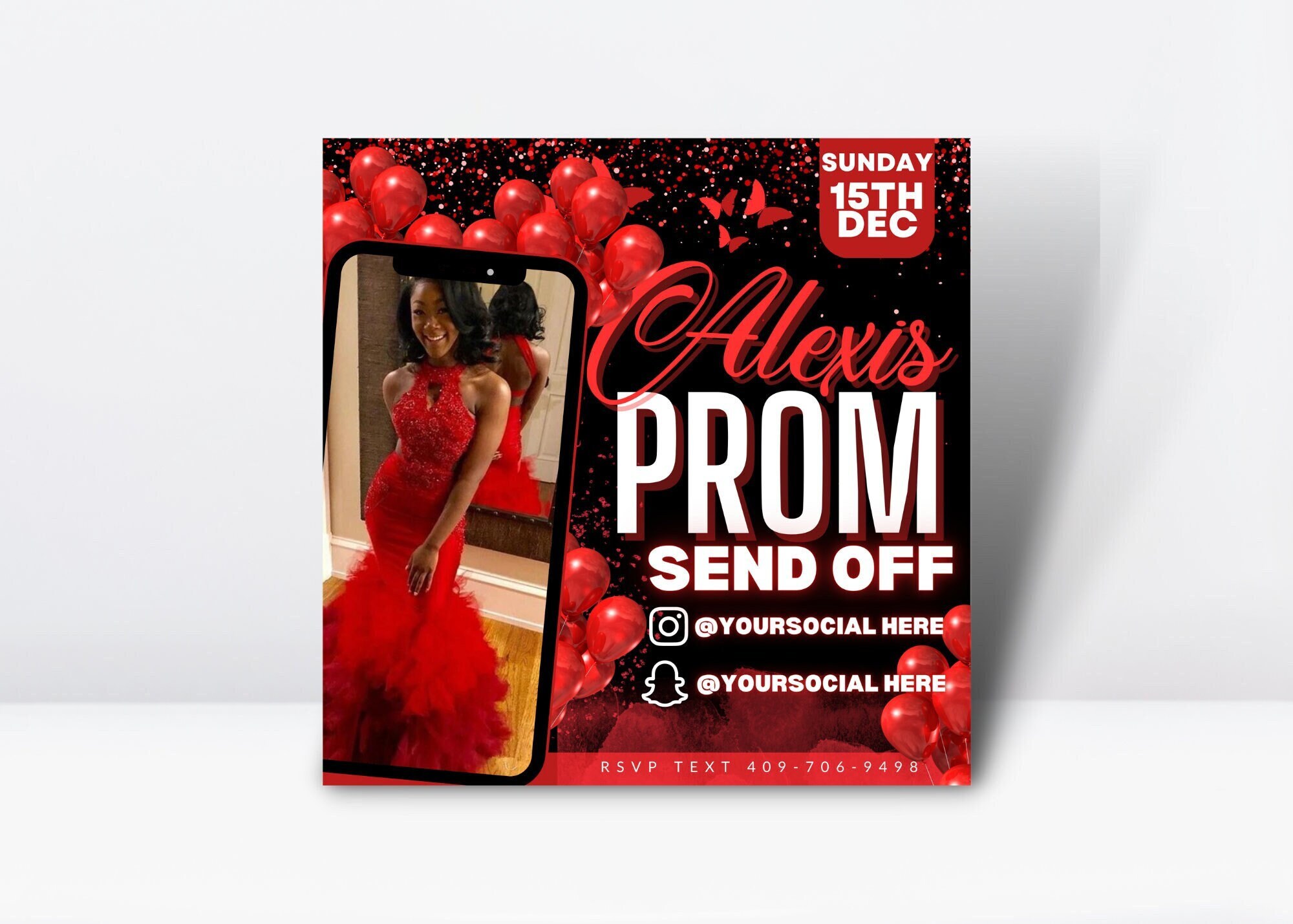 Editable Prom Flyer Invite Dress Reveal Prom Party Flyer - Etsy