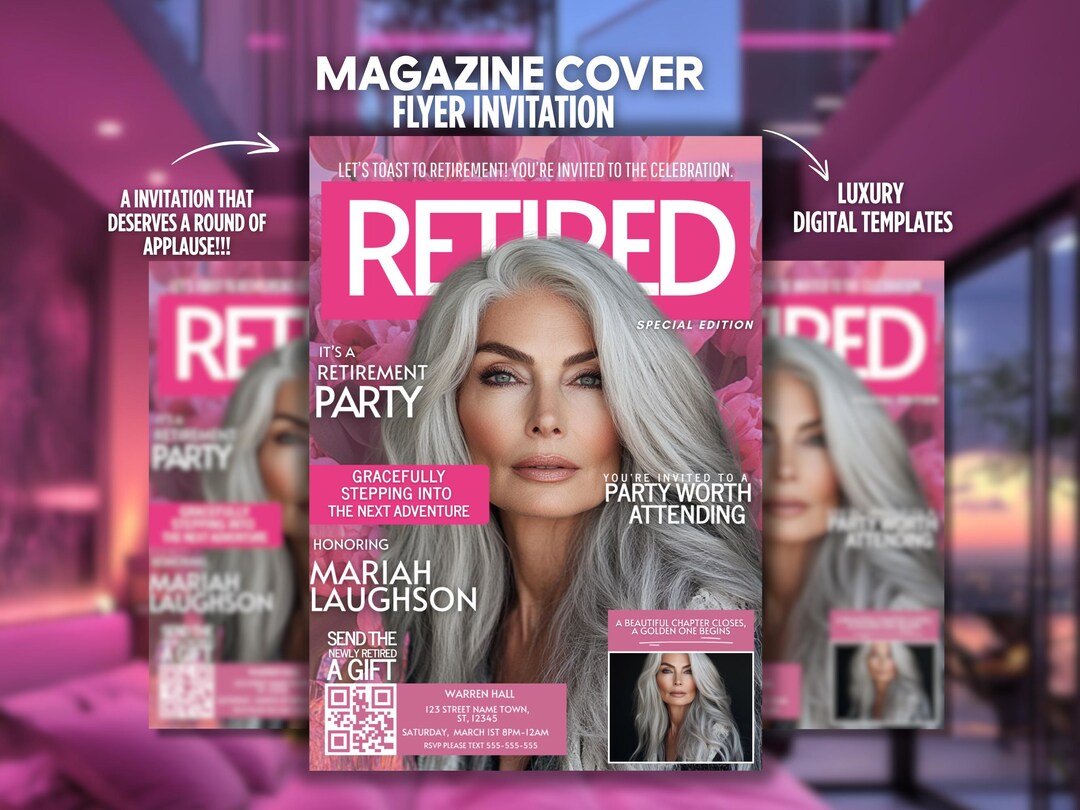 Pink Magazine Retirement Party Invitation: DIY Digital Template - Etsy
