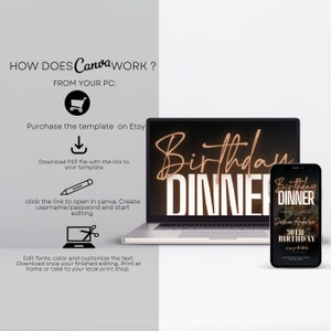 Digital Birthday Dinner Invitation, Dinner Party, Editable Animated ...