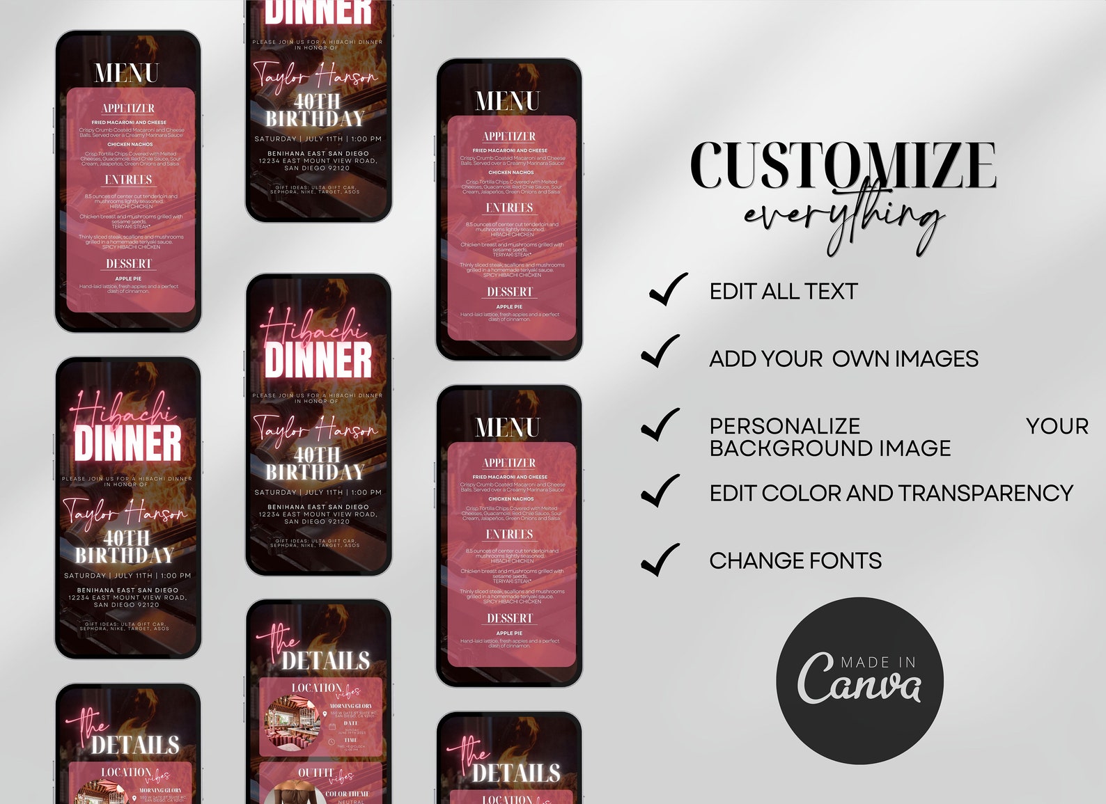 Digital Hibachi Invitation, Birthday Dinner Invite, Japanese Restaurant ...