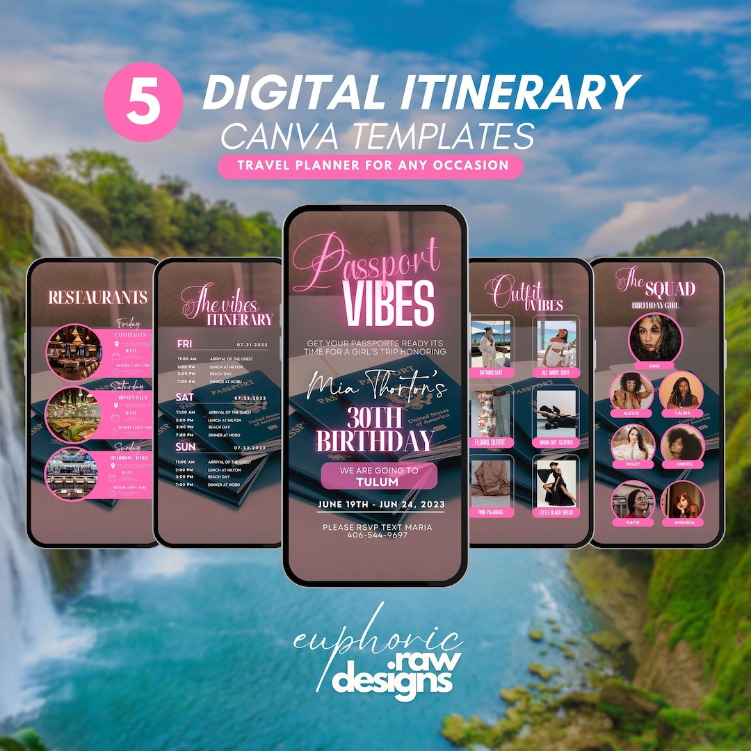 Girls Trip Itinerary,itinerary Template, Travel Itineray, Birthday ...