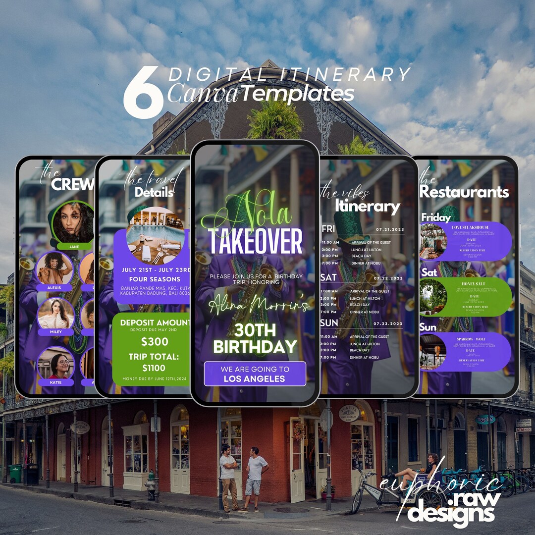 New Orleans Girls Trip Digital Birthday Itinerary, Nola Vibes Planner ...