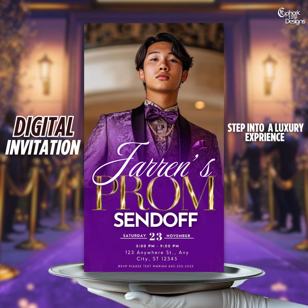 Purple Gold Prom Send off Invitation: Editable Flyer (digital Download ...