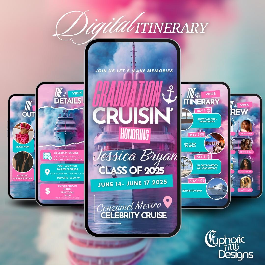 Cruise Itinerary Invitation, Class of 2026 Digital Grad Party Weekend ...