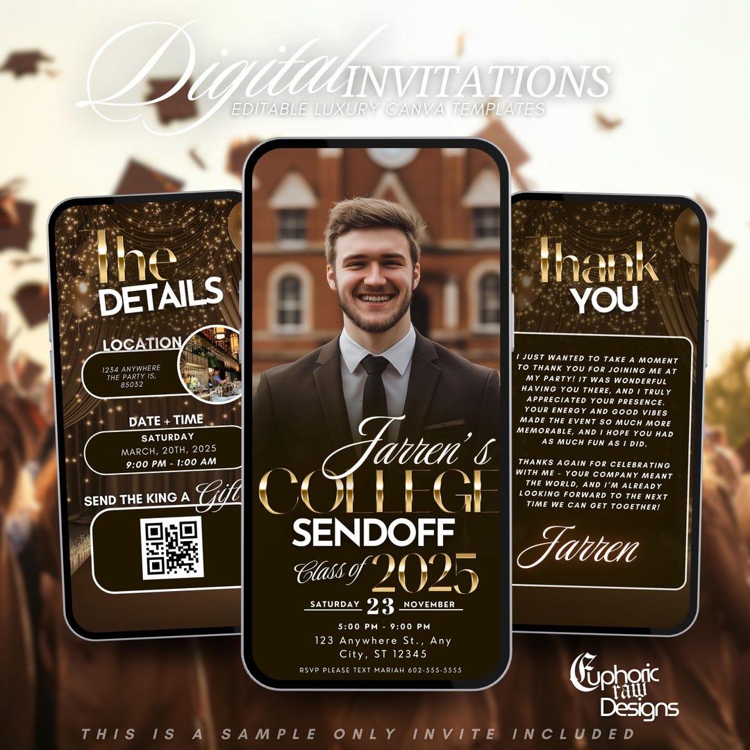 Graduation College Send off Invitation, Brown Trunk Party Invite High ...