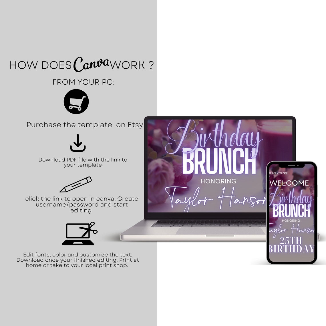 Birthday Brunch Welcome Sign, Printable Sign, Birthday Sign, Welcome ...