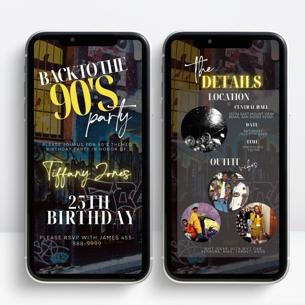 90s Party Invitation Template - Etsy