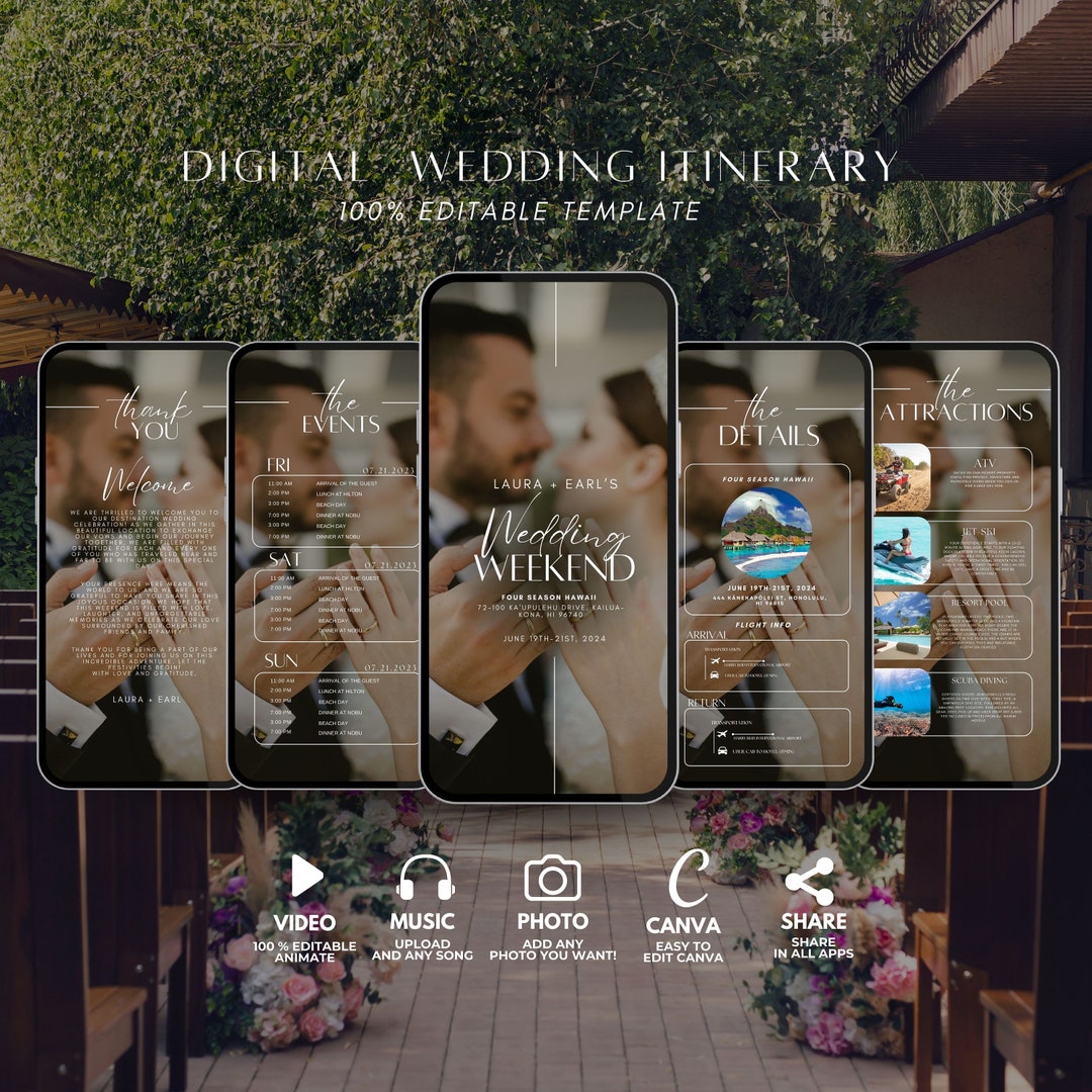 Digital Destination Wedding Invitation Itinerary, Travel Wedding ...