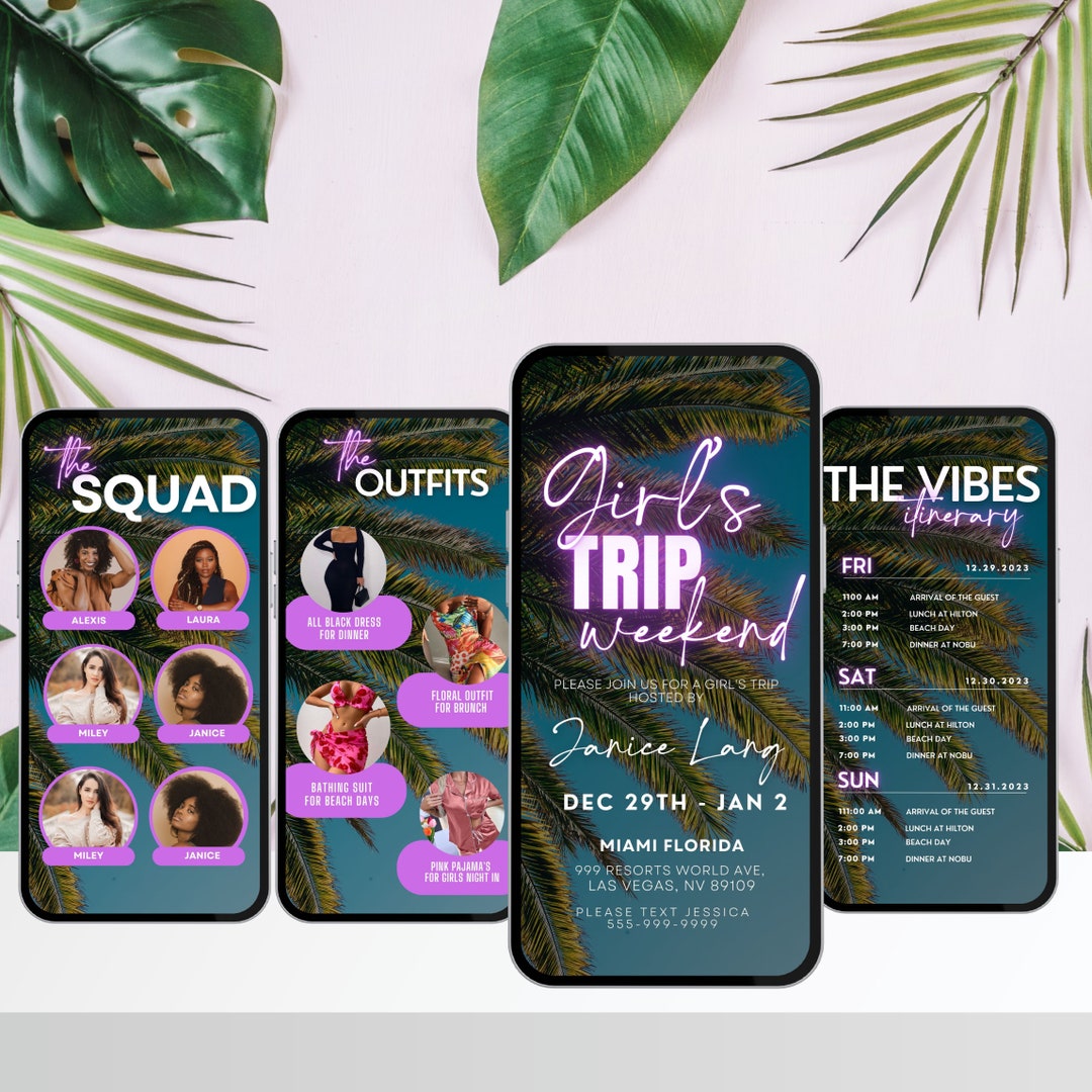 Birthday Weekend Itinerary, Birthday Invitation, Digital Itinerary ...