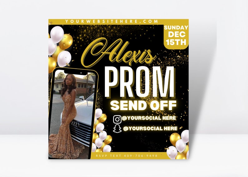 Editable Prom Flyer Invite Dress Reveal Prom Party Flyer - Etsy