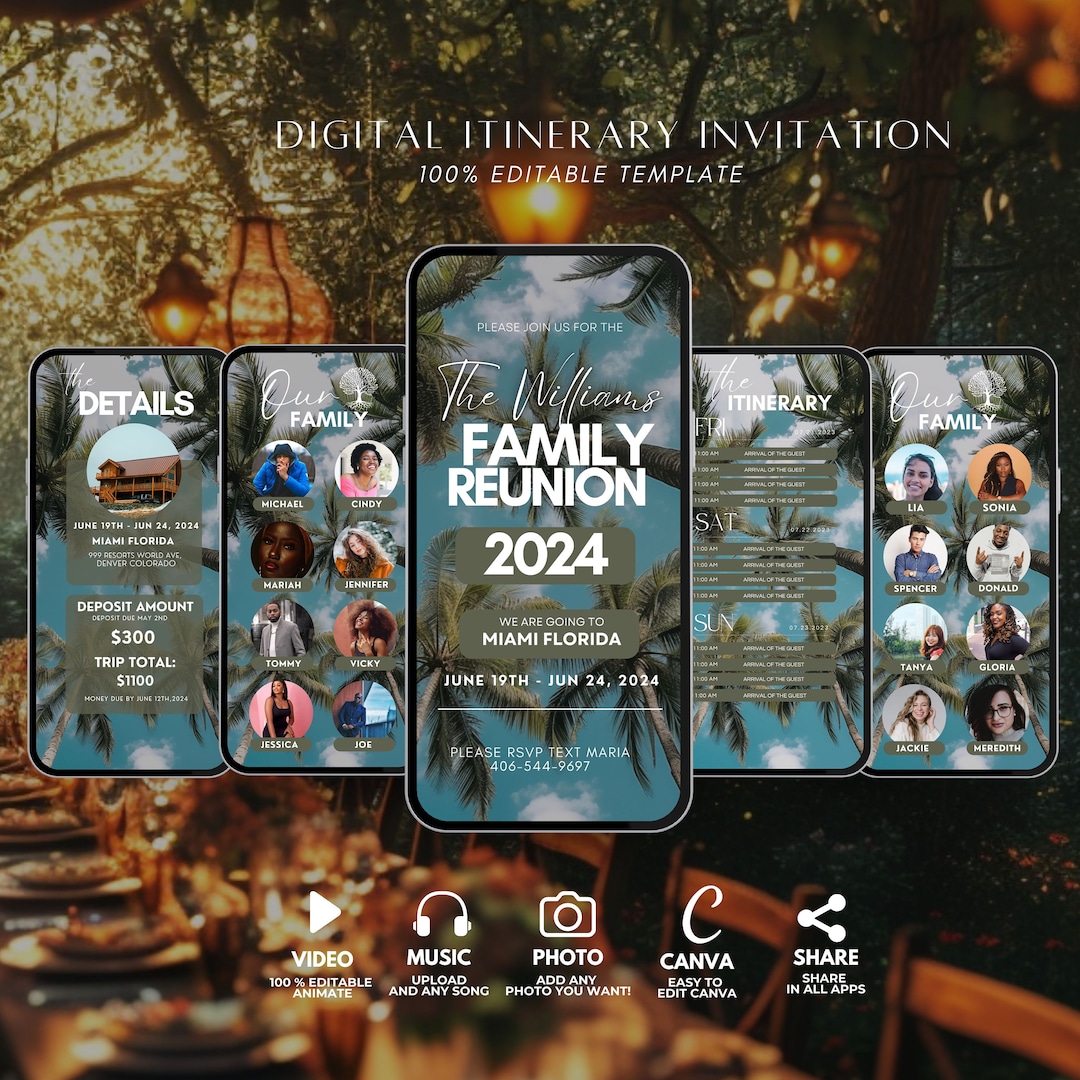 Digital Family Reunion Itinerary, Family Tree, High School Class ...