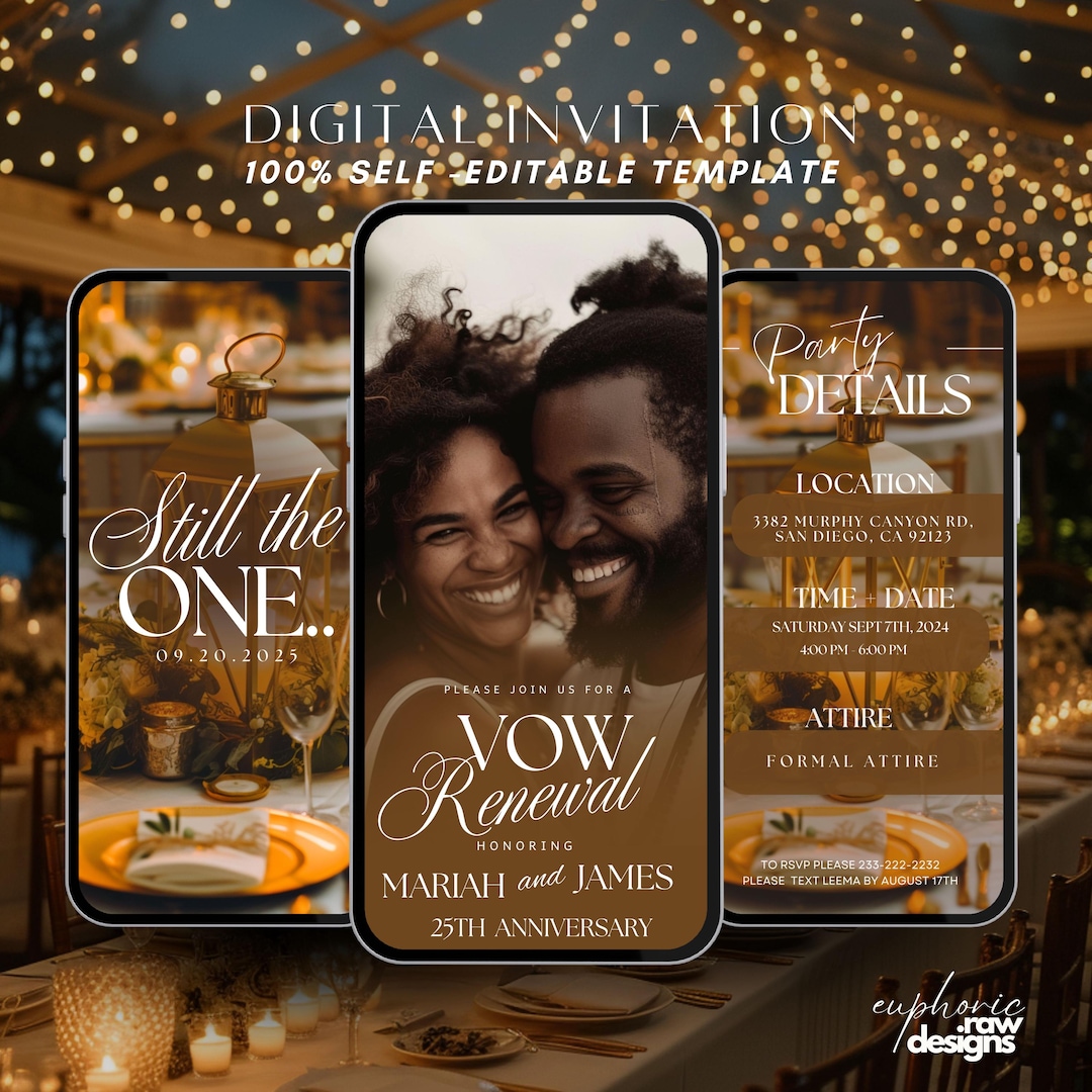 Vow Renewal Party Invitation, Editable Digital Wedding Anniversary ...