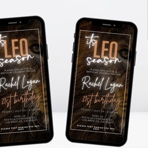 Digital LEO Season Invitation, Leo Birthday Text Invite, Digital ...