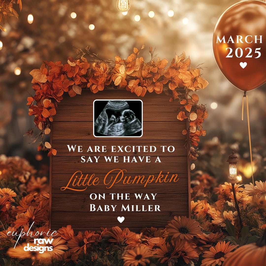 Fall Pregnancy Announcement Template, Editable Digital Download, Baby ...