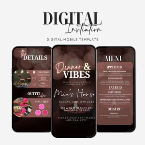 Digital Dinner Party Invitation, Dinner Birthday Menu, Dinner ...