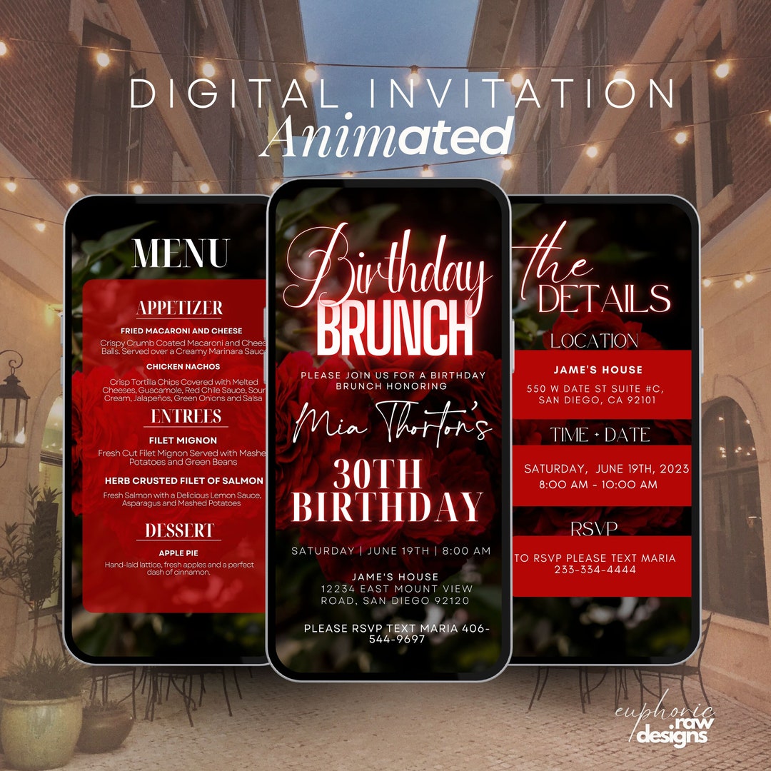 Brunch Invite, Animated Invitation, Birthday Brunch Invitation, Brunch ...
