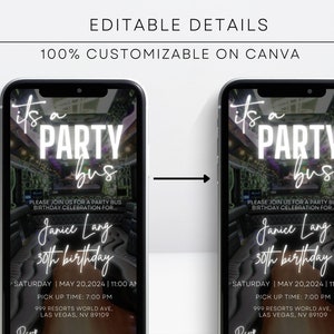 Digital Party Bus Birthday Invitation, Limo Party Invitation, Birthday ...