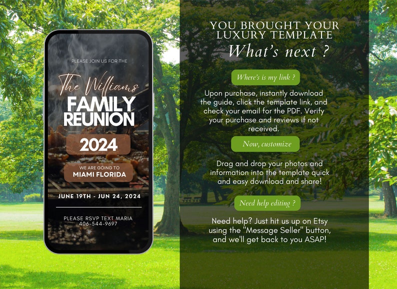 Digital Family Reunion Itinerary, Family Tree Template, Class Reunion ...