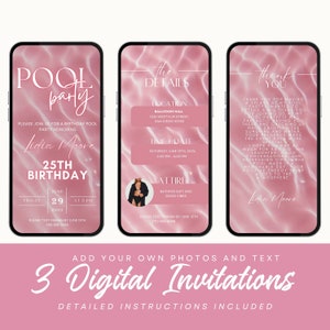 Pool Birthday Invitation, Digital Swimming Party Itinerary, Bbq Event ...