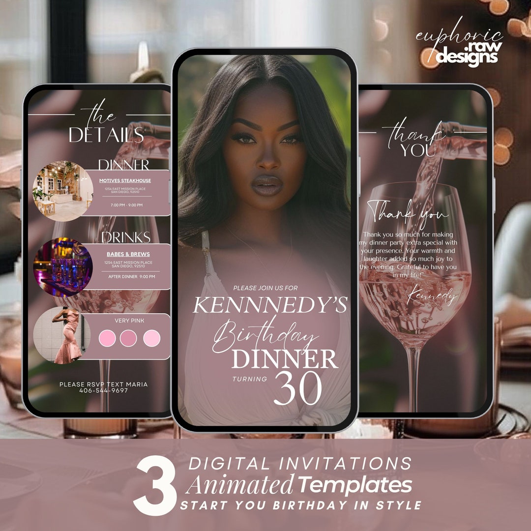 Digital Birthday Dinner Invitation, Birthday Dinner, Digital Birthday ...