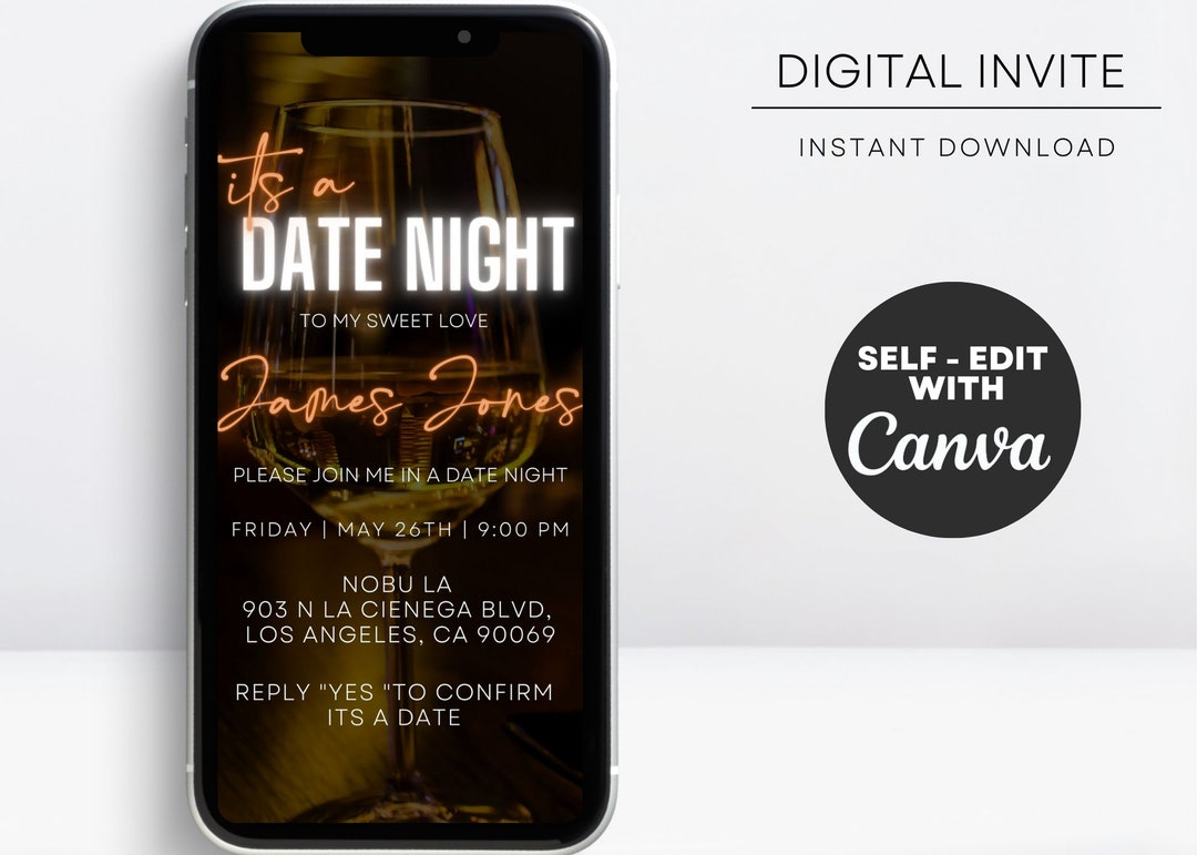 Date Night Invitation Night Out, Couple Date, Dinner Date Invite ...