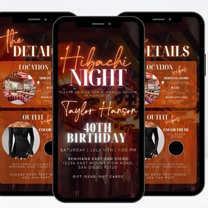 Digital Hibachi Invitation, Birthday Dinner Invite, Japanese Restaurant ...