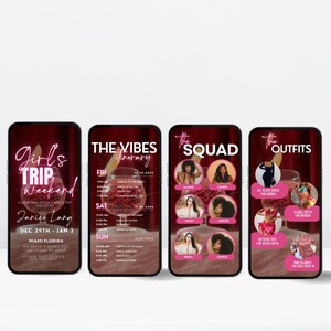 Digital Girls Trip Itinerary, Travel Weekend Invitation, Birthday ...