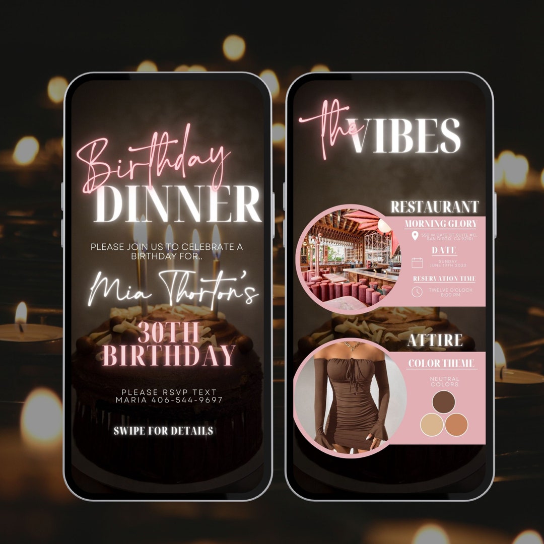 Digital Birthday Dinner Invitation Birthday Dinner Digital - Etsy