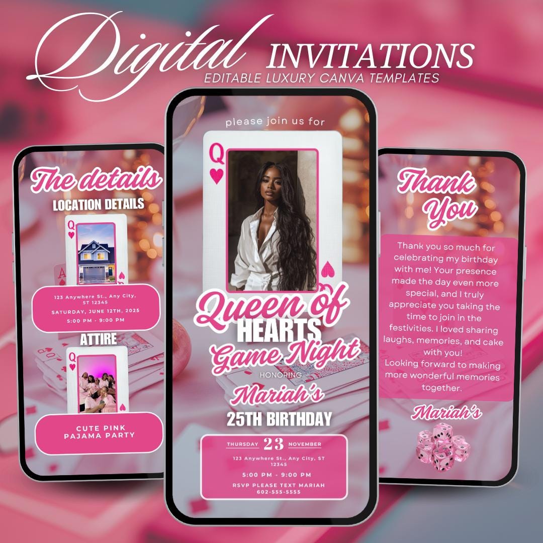 Game Night Birthday Invitation, Pink Digital Sleepover Evite, Ladies ...