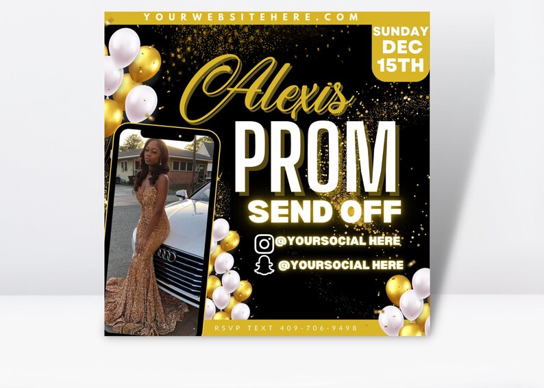 Editable Prom Flyer Invite Dress Reveal Prom Party Flyer - Etsy