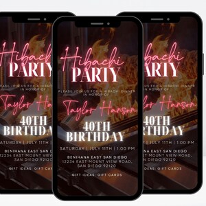 Digital Hibachi Invitation, Birthday Dinner Invite, Japanese Restaurant ...