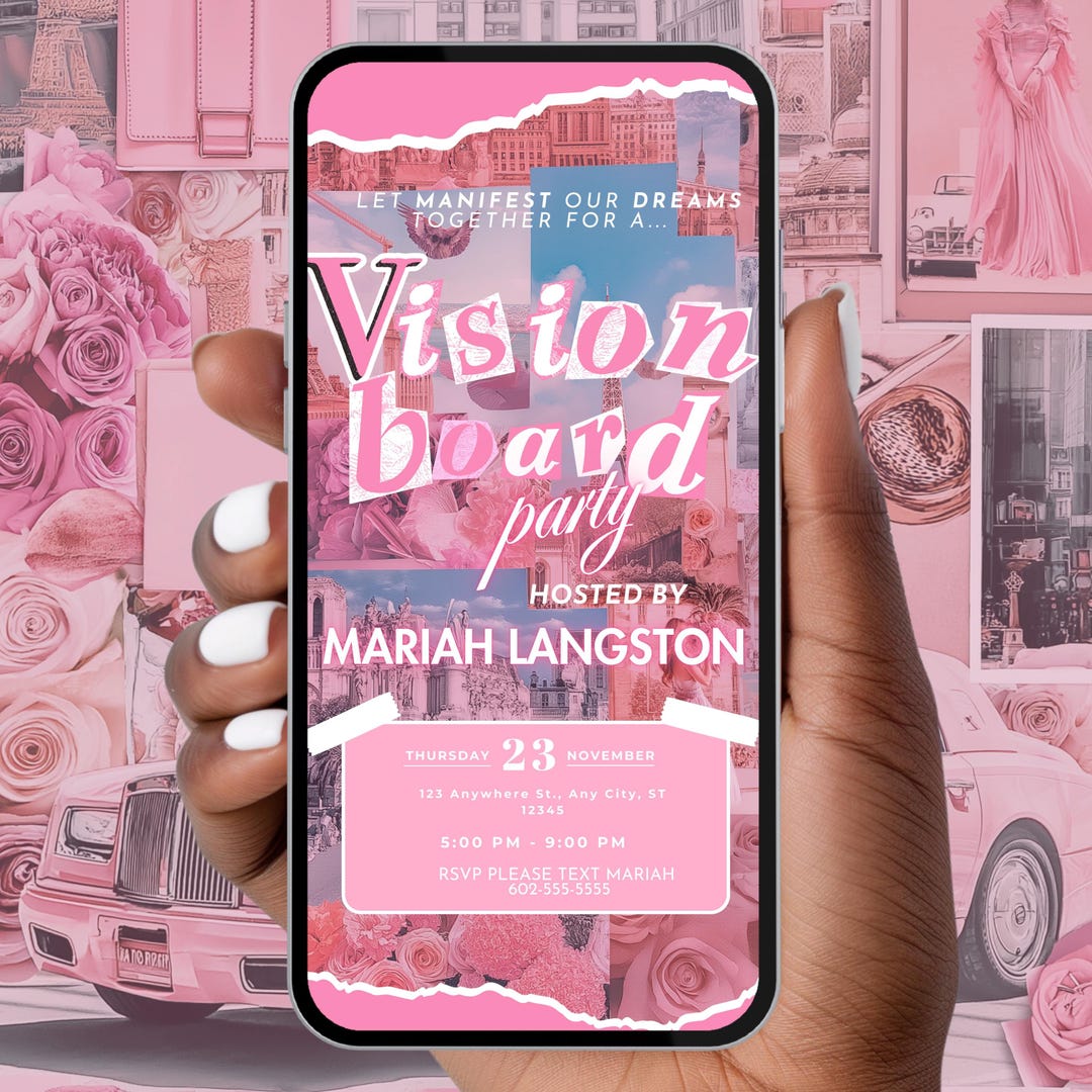 New Year 2026 Vision Board Party Invitation, Manifestation Gathering ...